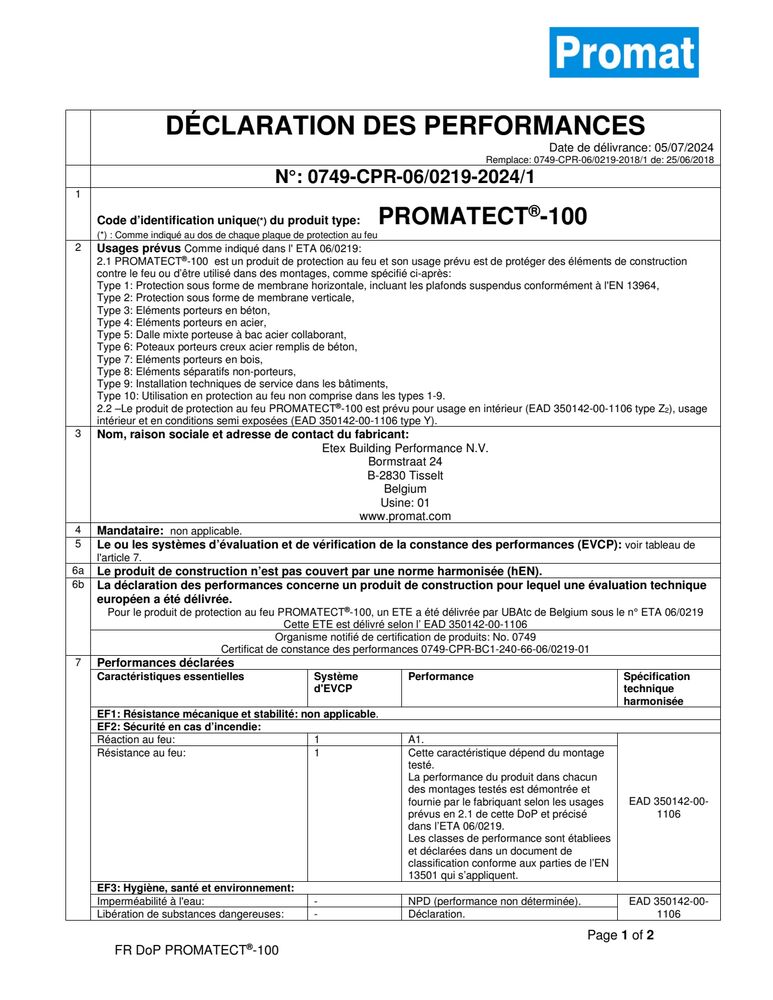 Documentation technique - Promat France