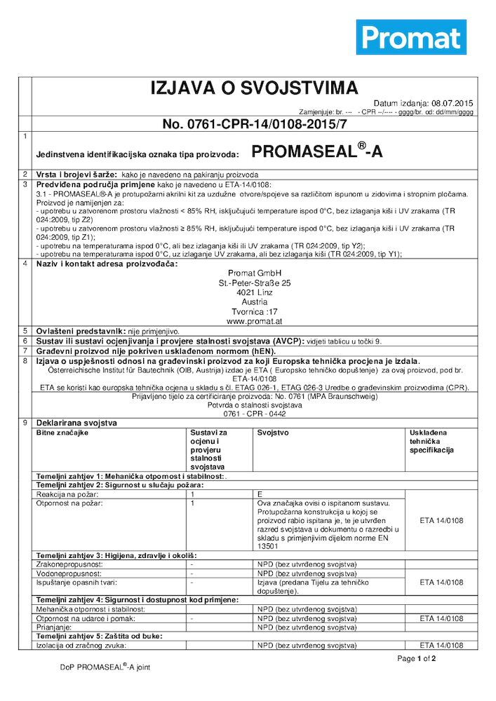 Tehnička dokumentacija za protupožarne proizvode i sustave - Promat