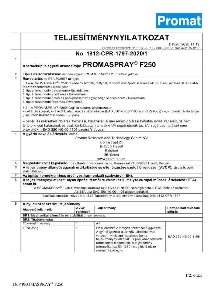 Declaration of Performance - Promat