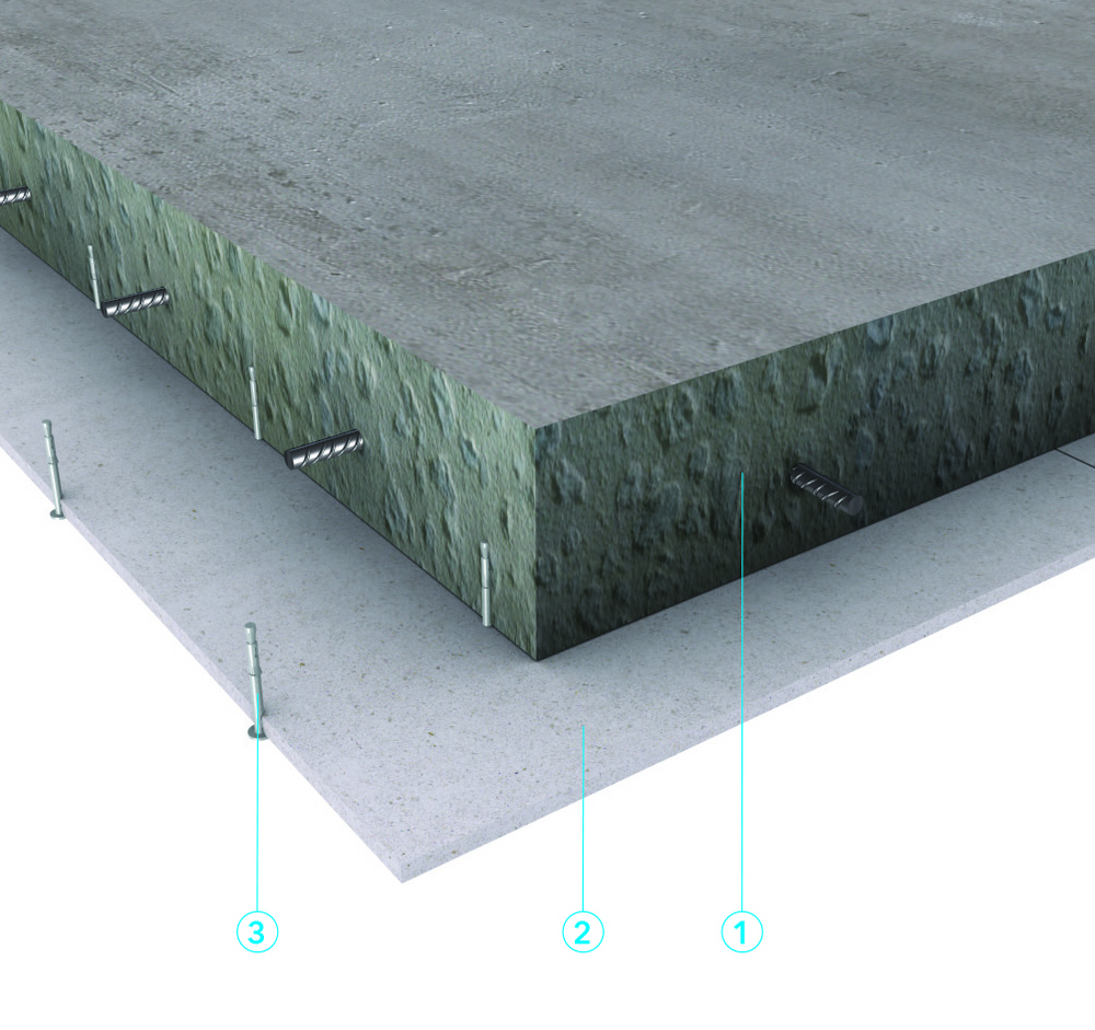 Dalle en béton au moyen de PROMATECT®-T - R 240 (120HCM + 120ISO) - Promat